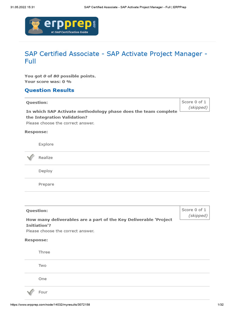 SAP Certified Associate - SAP Activate Project Manager - Full ...