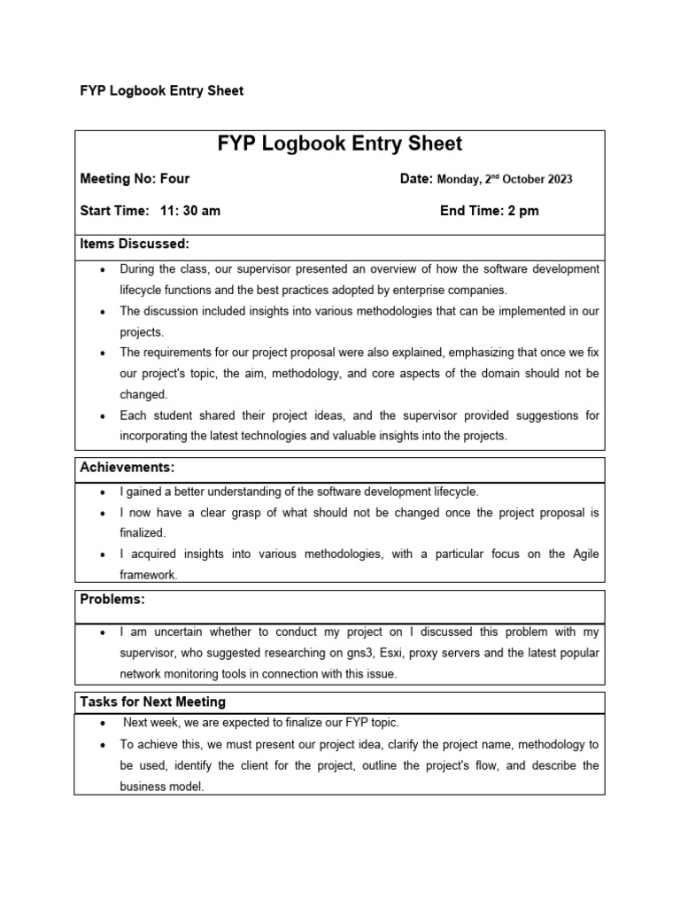 Fyp Logbook 4 | PDF