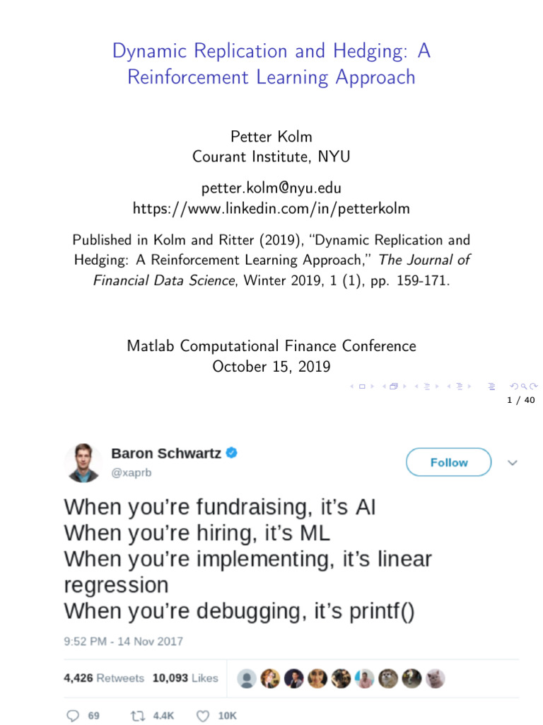 Dynamic Replication Hedging Nyu P Kolm | PDF | Black–Scholes Model | Option (Finance)