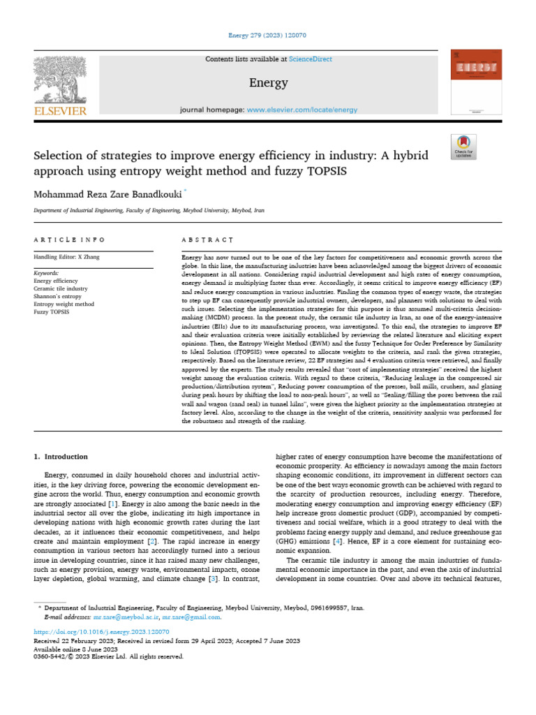 Strategies for Energy Efficiency in Industry | PDF | Energy ...