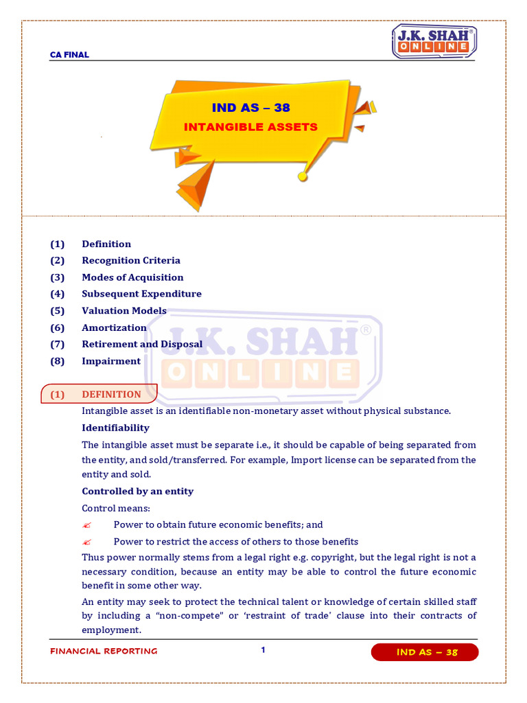 6._IND_AS_38_-__INTANGIBLE_ASSETS_Revision | PDF | Intangible Asset | Fair Value