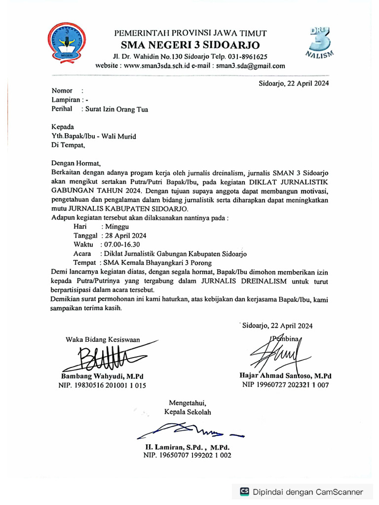 Surat Pemberitahuan Diklat Gabungan | PDF