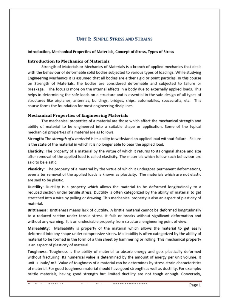 Lecture sheet-1 (PDF) | PDF | Ductility | Stress (Mechanics)