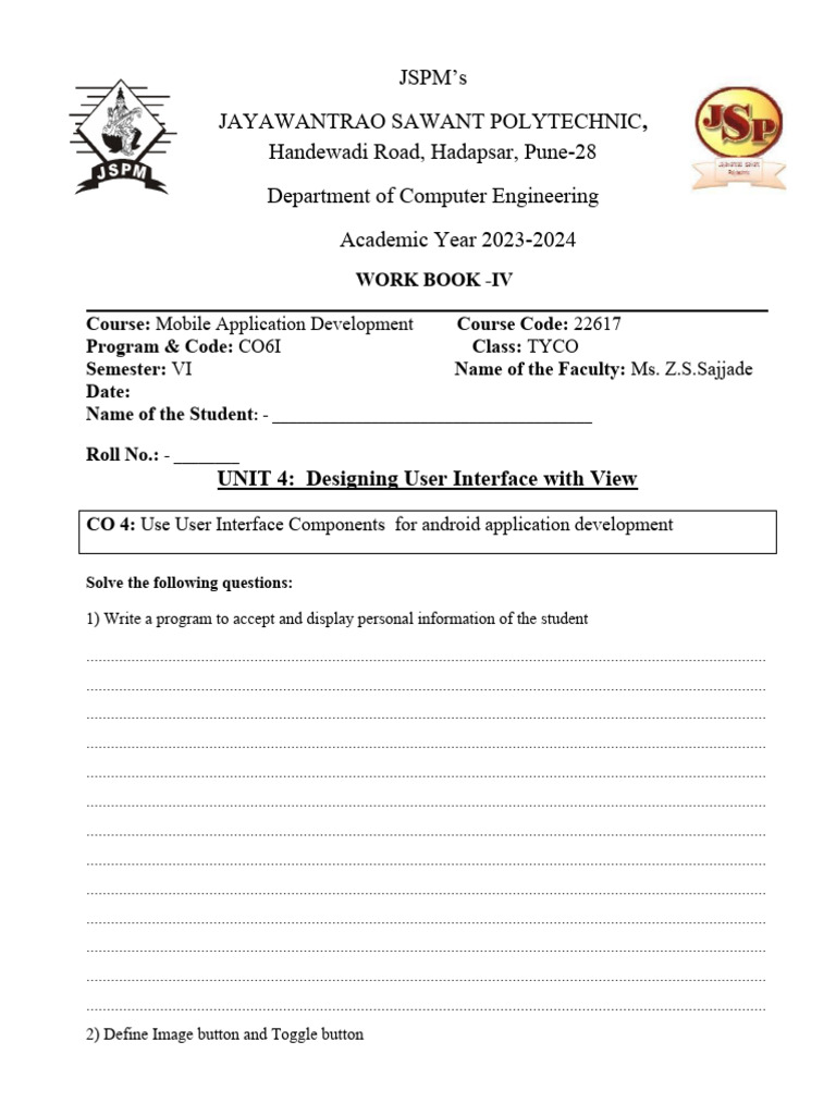 Unit 4 Workbook -1 | PDF | System Software | Software Engineering