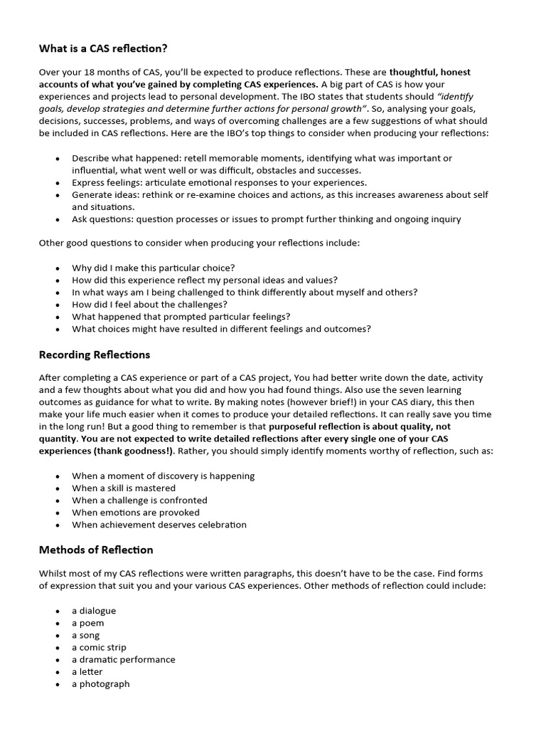 CAS Journal Example | Download Free PDF | Experience | Thought