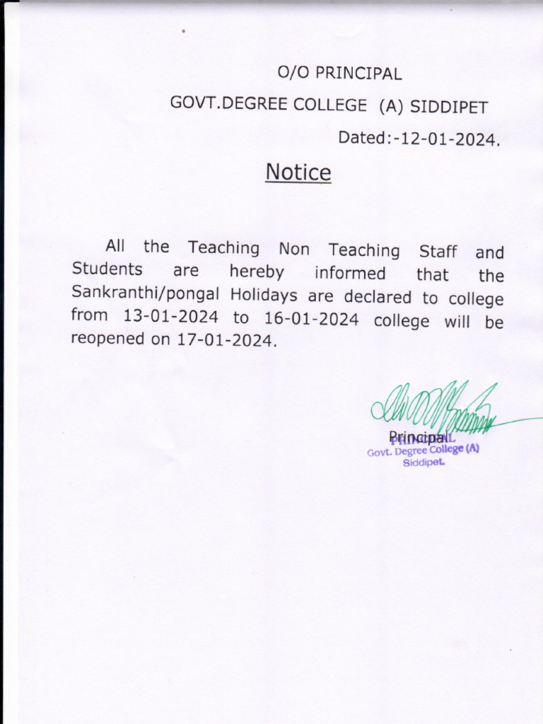 Holidays Notice | PDF