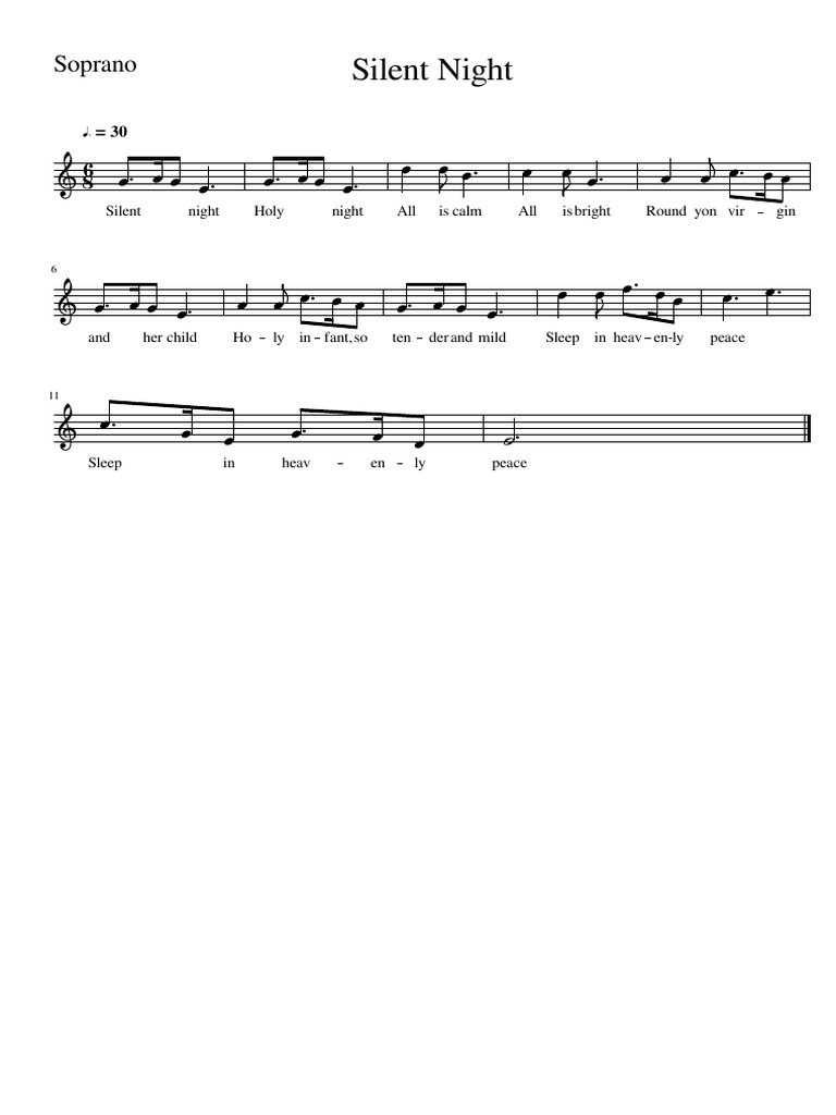 Soprano Sheet Music: Silent Night | PDF