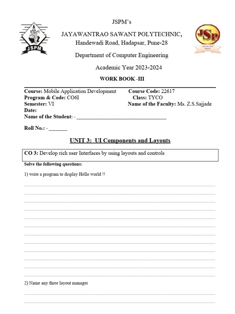 Unit 3 Workbook | PDF | Software Development | Systems Engineering