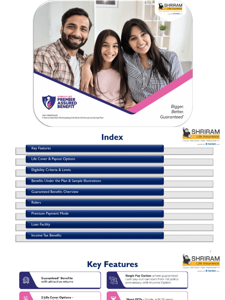 Shriram Life Premier Assured Benefits | PDF | Insurance | Life Insurance