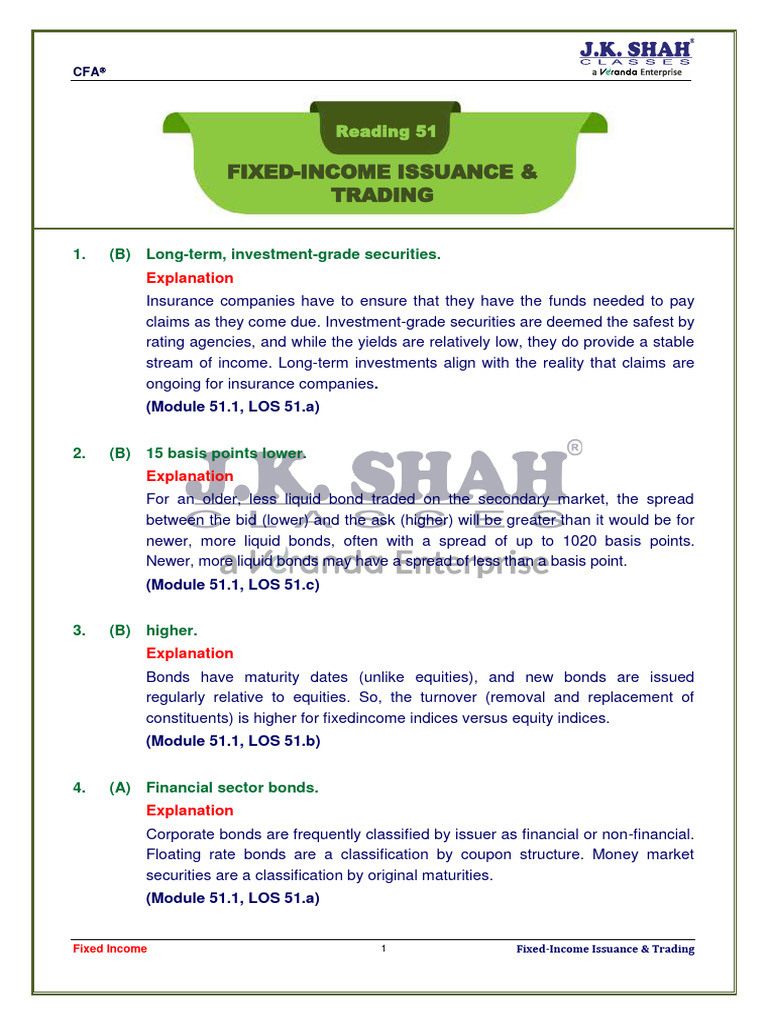 Reading 51 Fixed Income Instrument Features | Download Free PDF | Bonds ...