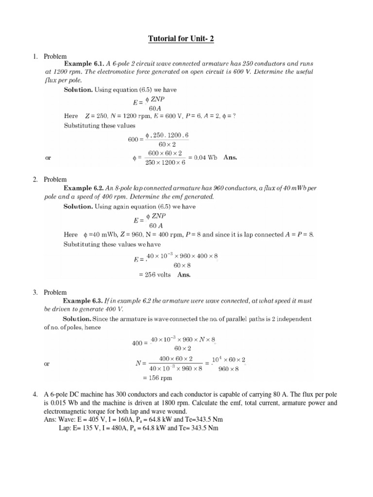 Unit 2 Tutorial-1 | Download Free PDF | Transformer | Electric Motor