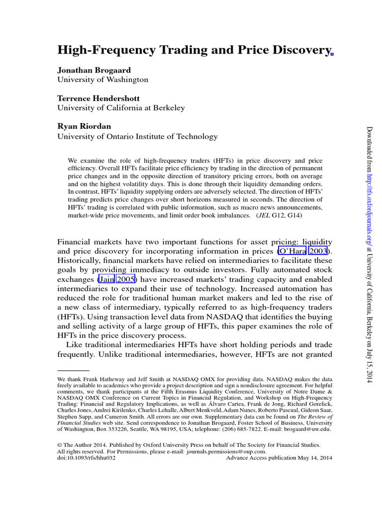 HFT PD | PDF | High Frequency Trading | Market Liquidity