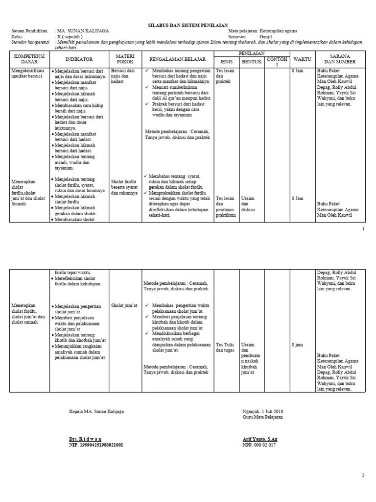 Silabus Dan Sistem Penilaian Ket. Agama | PDF | Agama & Spiritualitas