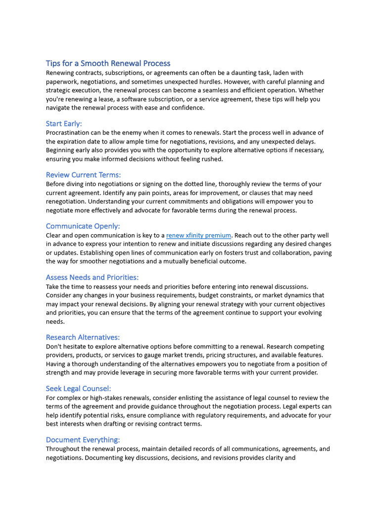 Tips For A Smooth Renewal Process | Download Free PDF | Negotiation ...
