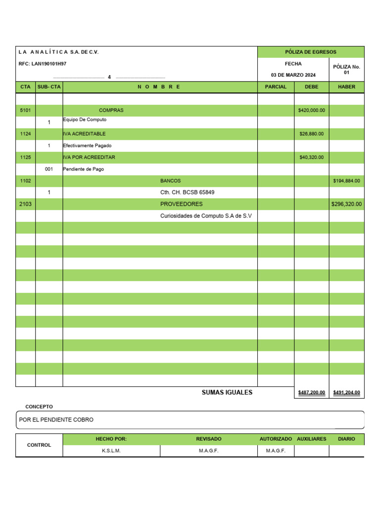 Póliza Cheque | PDF