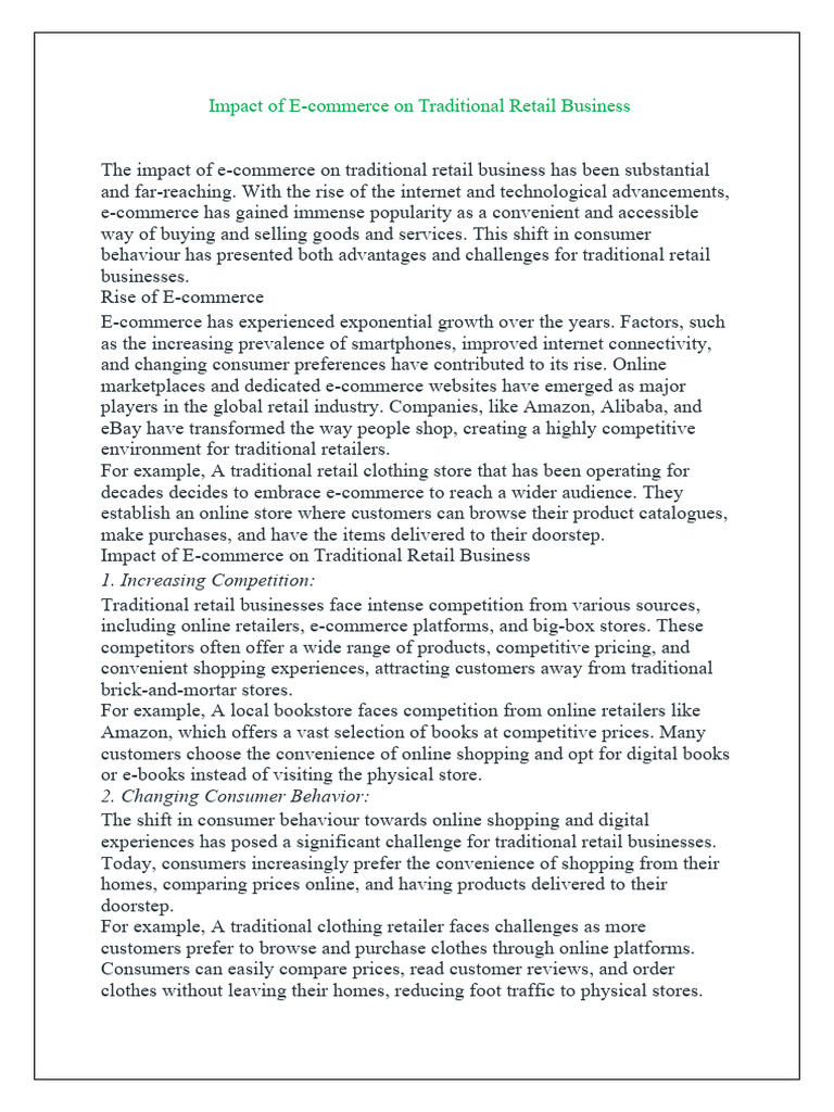 Impact of E-Commerce | PDF | E Commerce | Retail
