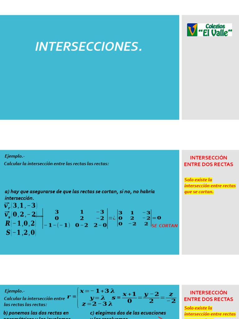 Intersecciones | PDF | Línea (geometría) | Ecuaciones