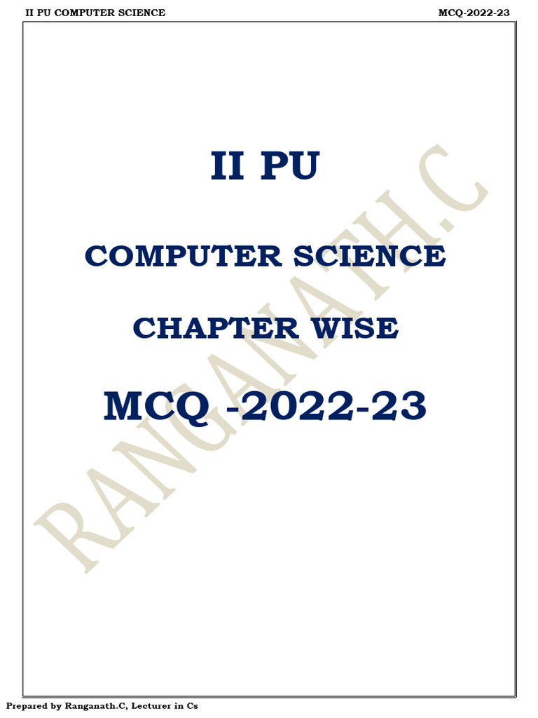 II PU CS MCQ_KEY ANSWER-2022-23 | PDF | Relational Database | Databases