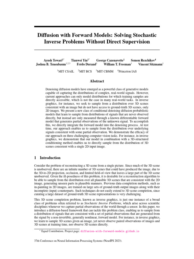 Diffusion With Forward Models Solving Stochastic Inverse Problems Without Direct Supervision ...