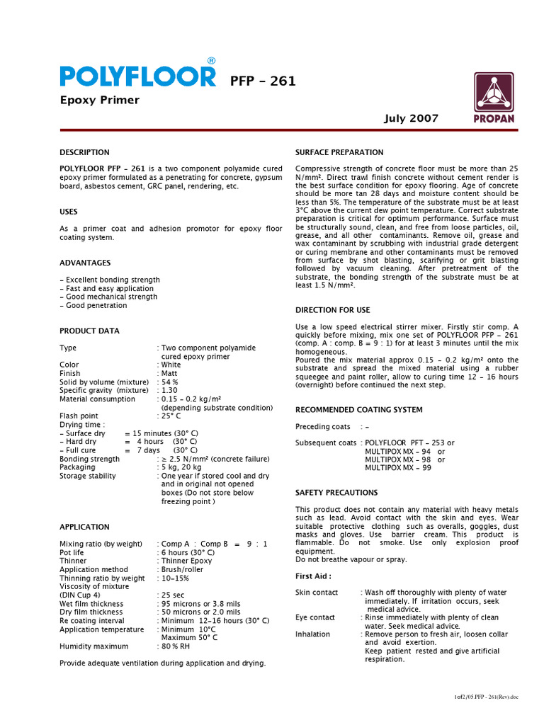 05.PFP - 261 (Rev) | Download Free PDF | Concrete | Epoxy