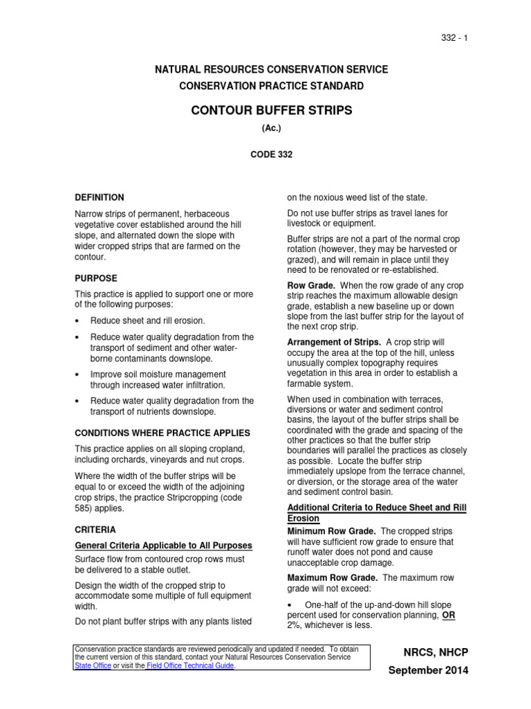 Contour Buffer Strips 332 CPS 9-14 | PDF | Erosion | Earth Sciences