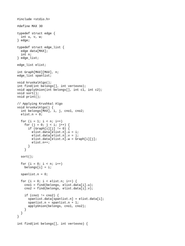 Kruskals Pdf Computer Programming C 4740