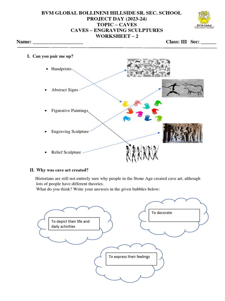 cave paintings worksheet CLASS 3 answers | PDF