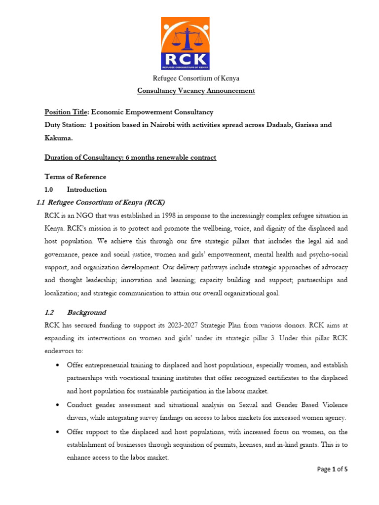 Advert. TORs For 2024 EE Consultant | PDF | Entrepreneurship | Empowerment