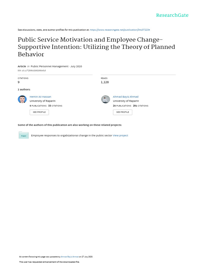 Public Service Motivation Theory | Download Free PDF | Organizational Behavior | Attitude ...