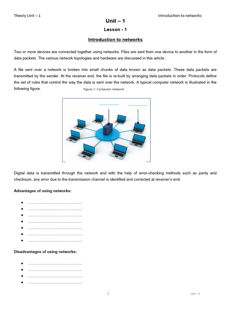 Unit 1 - L1 Introduction To Networks | PDF | Computer Network | Local Area Network