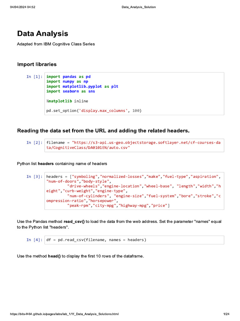 Data Analysis Solution | PDF