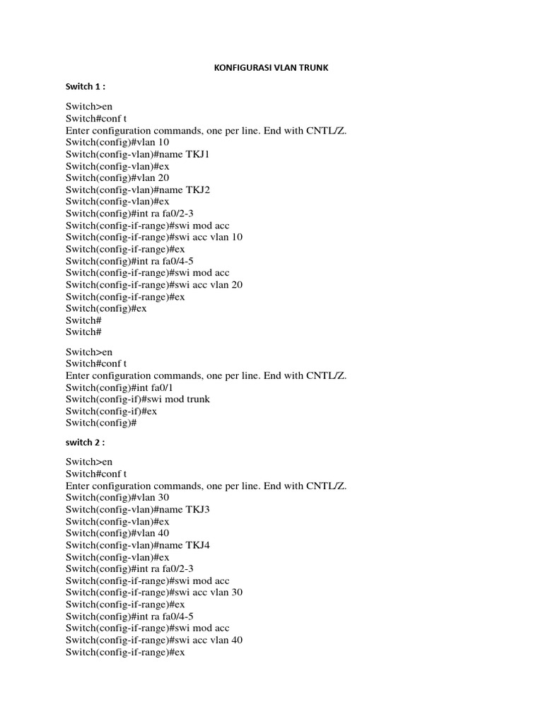 Konfigurasi Vlan Trunk | PDF | Computer Engineering | Internet Architecture
