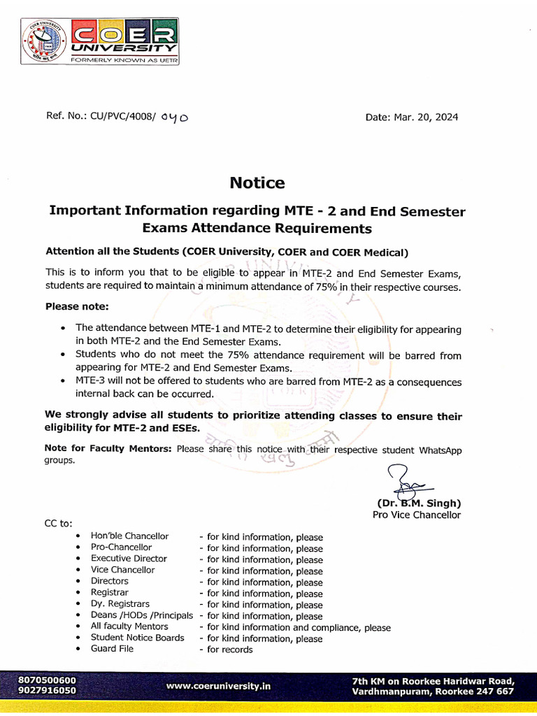 Notice Regarding Compulsory Attendance | PDF