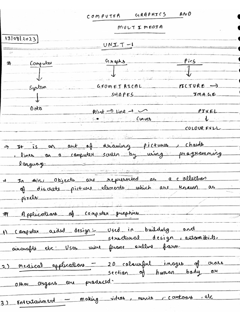 Computer Graphics Unit 1 | PDF