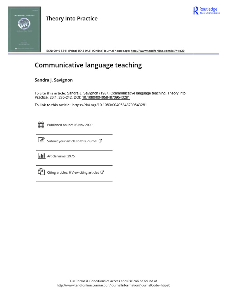 Communicative Language Teaching | PDF | Second Language Acquisition | Language Education