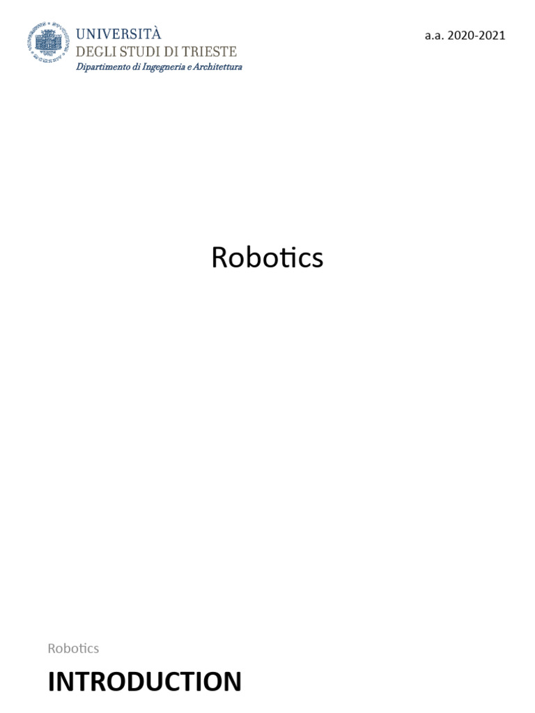 RoboticsAndMechatronics IndustrialRobotics Part1 2021 Compressed | PDF | Robot | Robotics