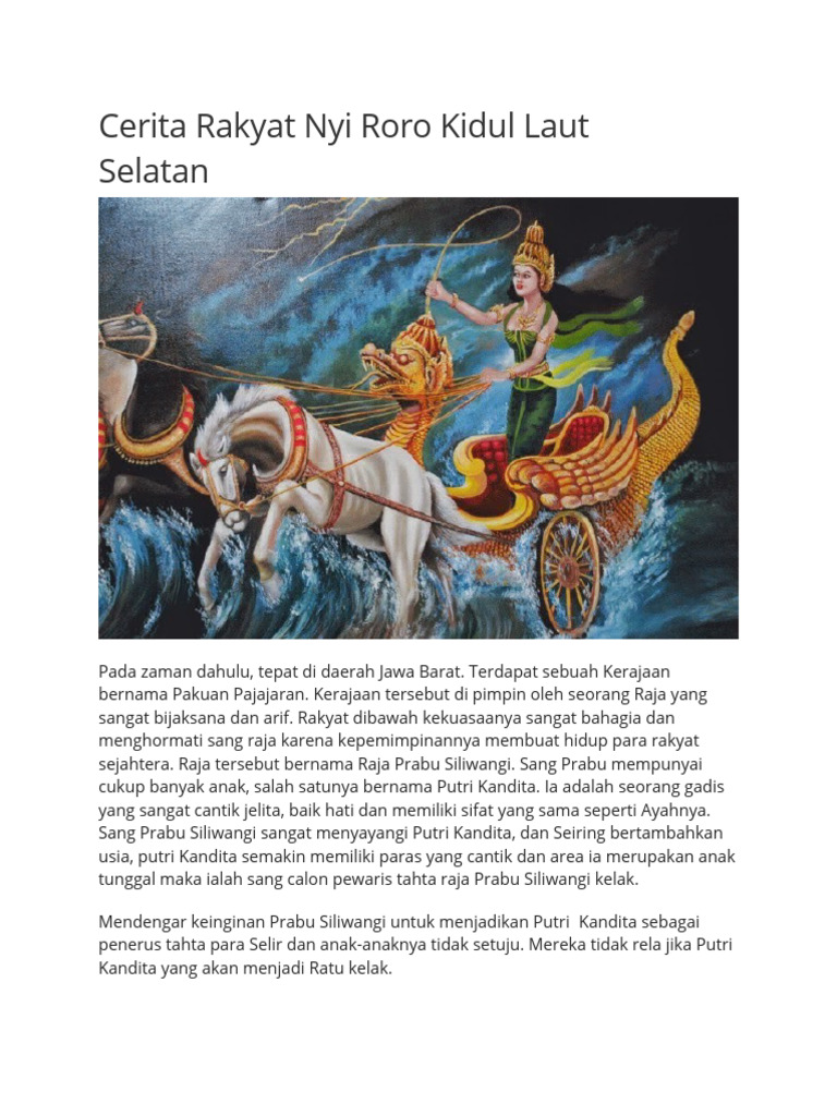 Cerita Rakyat Nyi Roro Kidul Laut Selatan | PDF