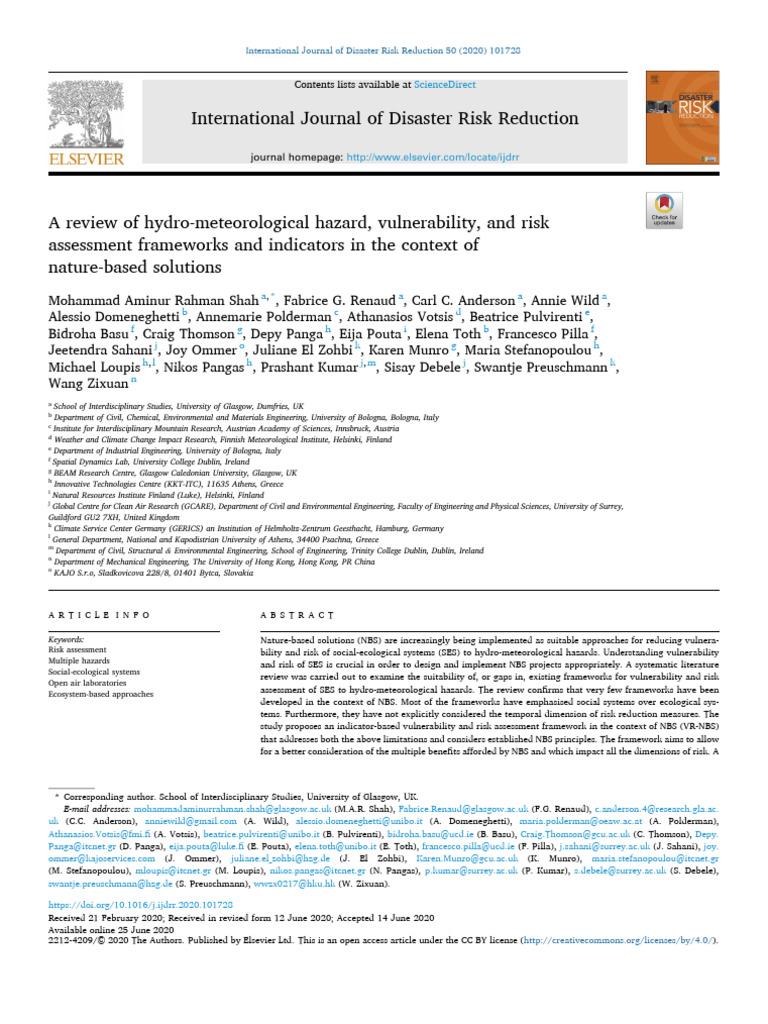 A Review of Hydro-Meteorological Hazard, Vulnerability, and Risk | PDF | Risk Assessment ...