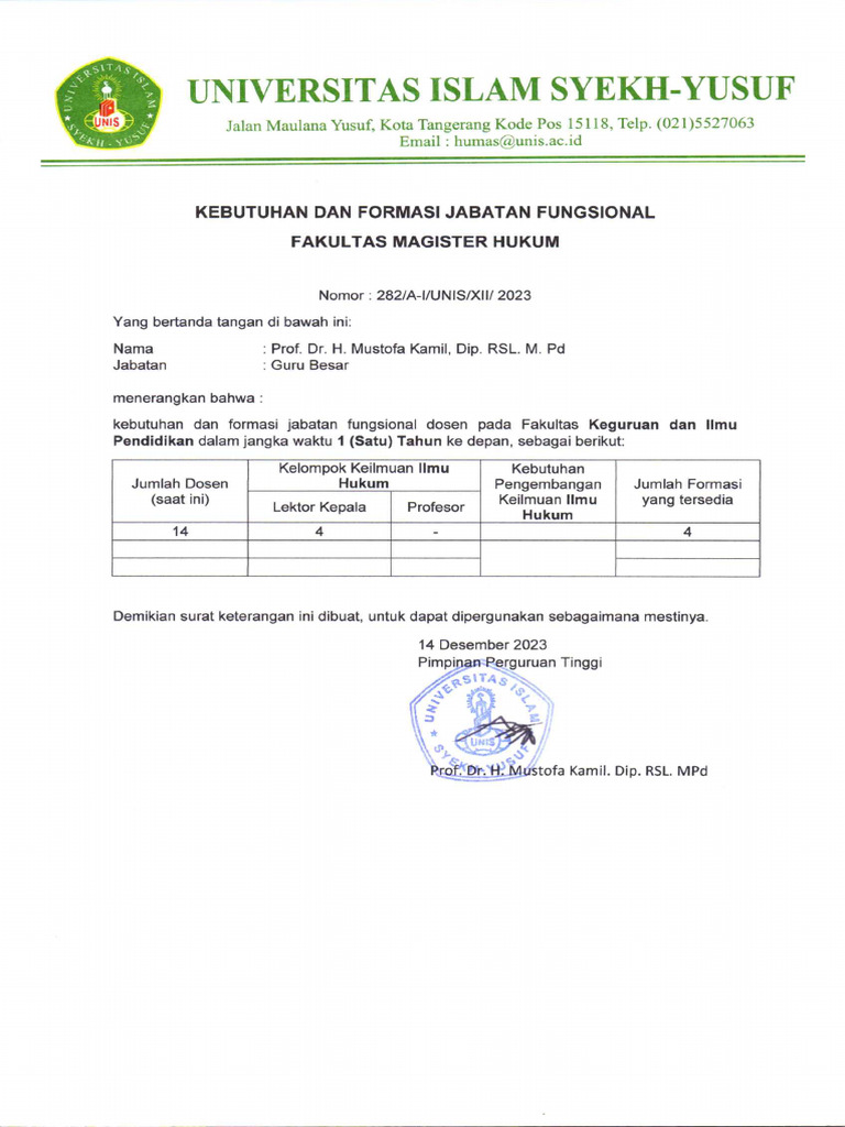 Kebutuhan Dan Formasi Jafung | PDF