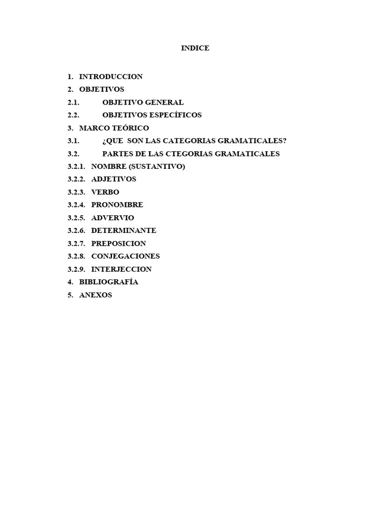 Definición y Ejemplos de Categorías Gramaticales | PDF | Parte del ...