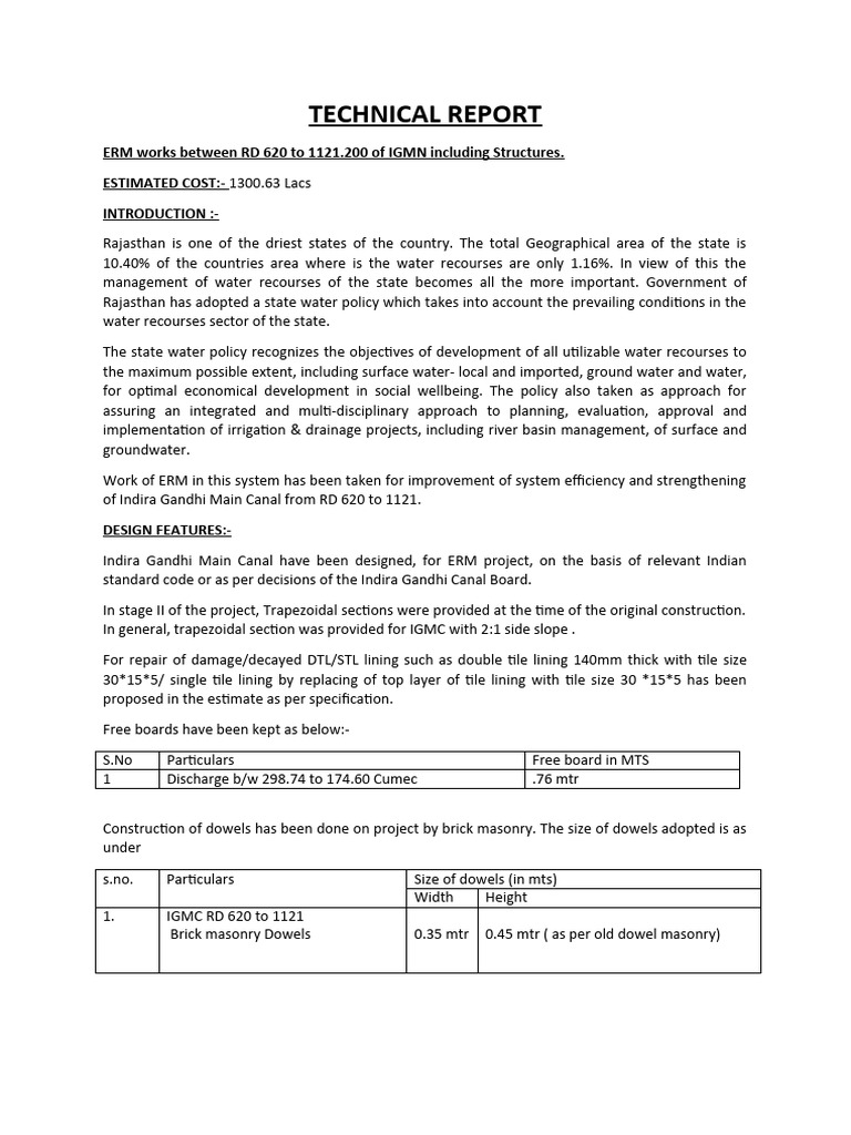 Technical Report Erm Finial | PDF | Irrigation | Canal