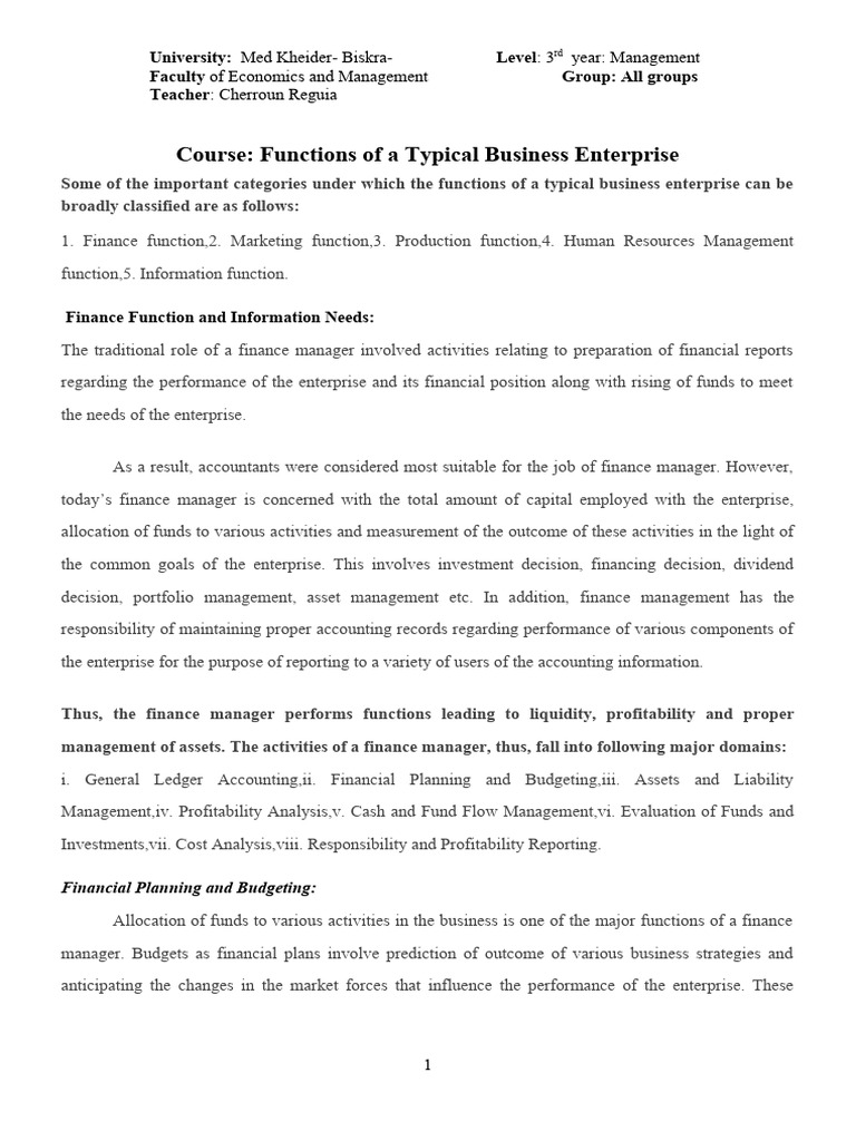 Business Finance Functions Overview | PDF | Investing | Investment ...
