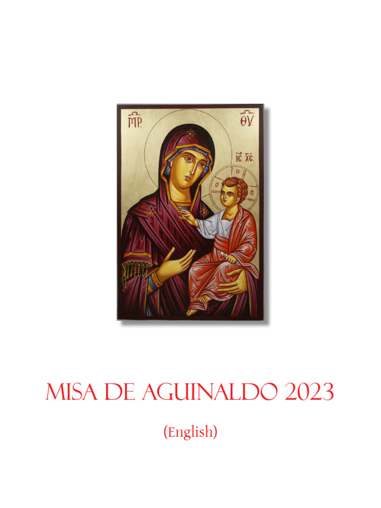 2023 Misa de Aguinaldo Manila (English) | PDF | Eucharist | Lord's Prayer 2023 Misa de Aguinaldo Manila (English) | PDF | Eucharist | Lord's Prayer