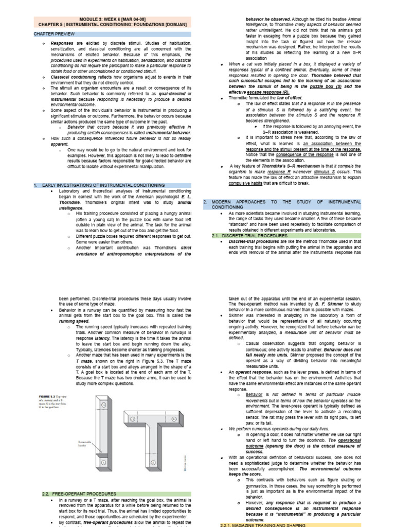 Instrumental Conditioning Basics | PDF | Reinforcement | Cognition