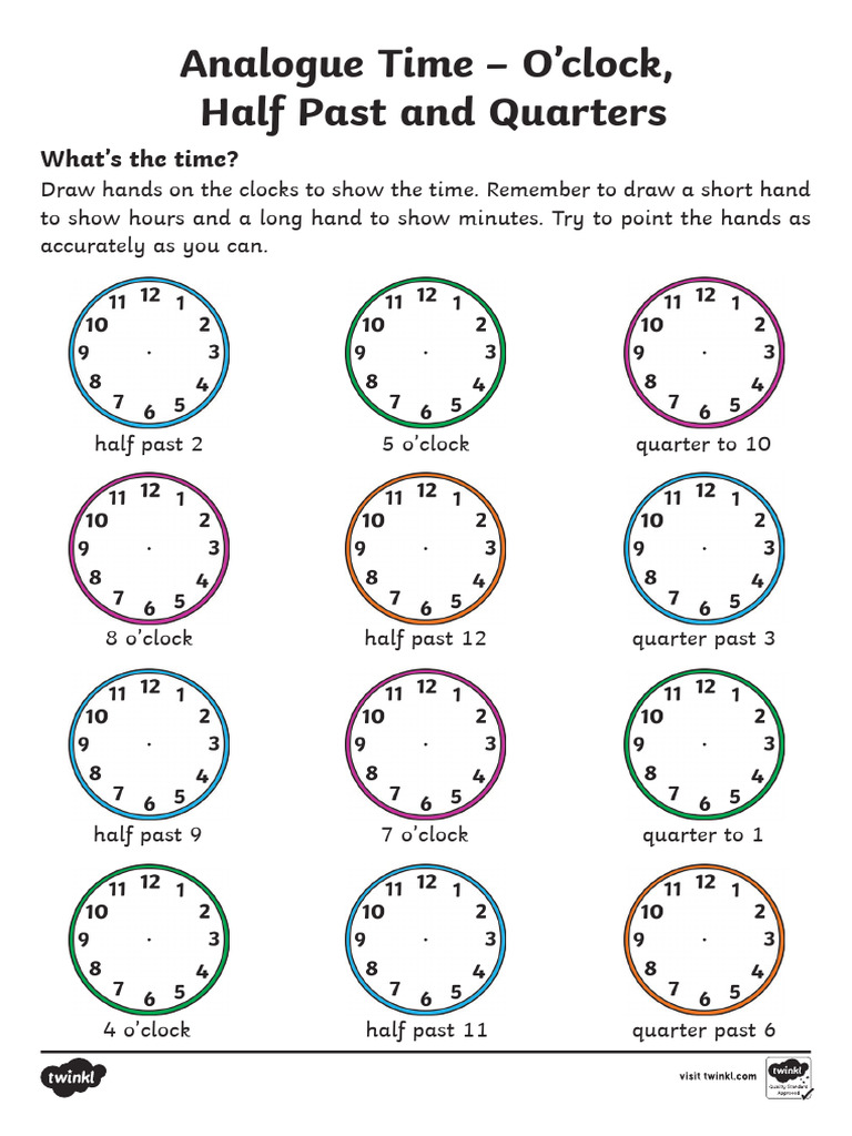 Analogue Time: O'clock & Half Past | PDF | Language Arts & Discipline