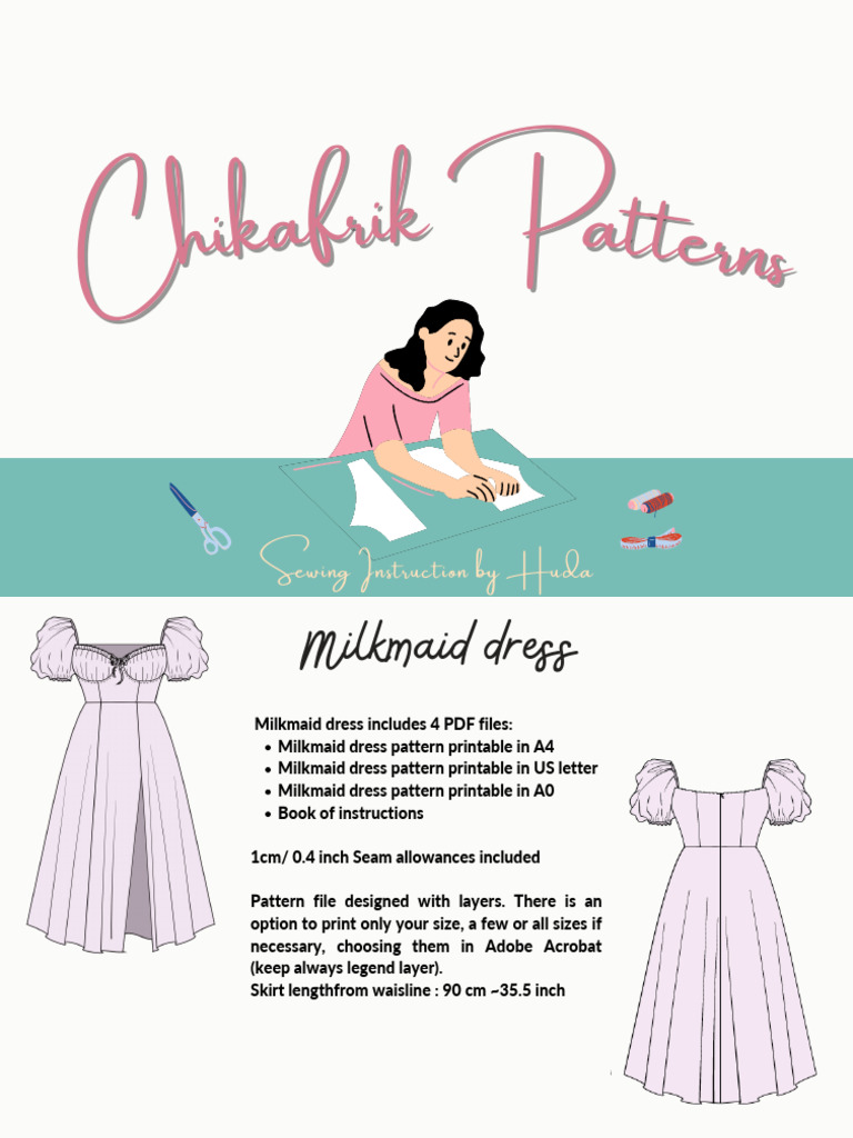 Free Milkmaid Dress Sewing Pattern | PDF | Seam (Sewing) | Sewing