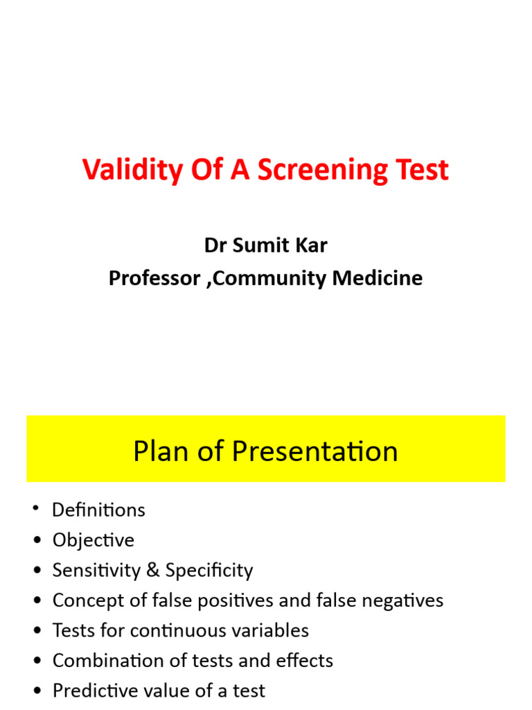 Screening test | PDF | Sensitivity And Specificity | Health Sciences