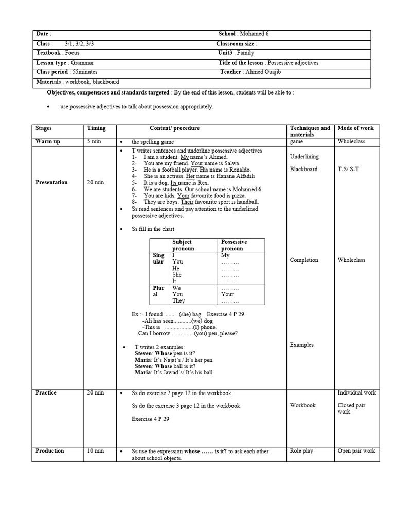 U3 Grammar Possessive | PDF | Languages | Foreign Language Studies
