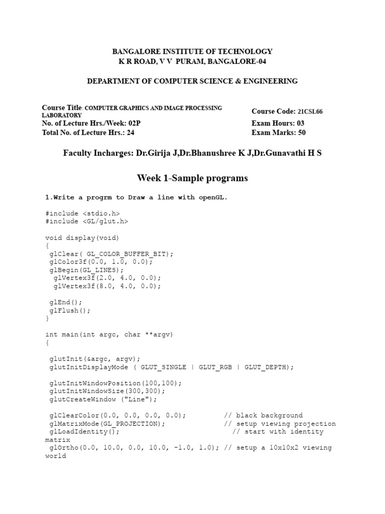 CGV-week1-sample Programs | PDF | Graphics | Software Development