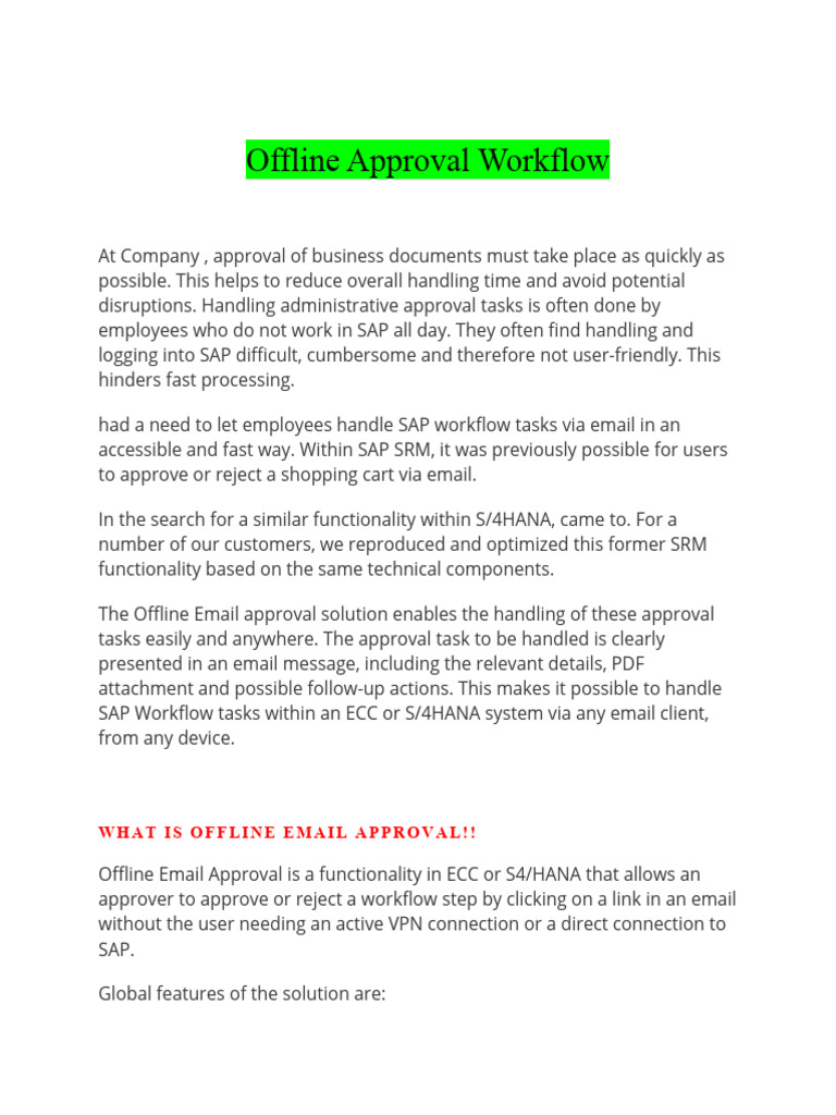 Offline Email Approval in SAP Workflow | PDF | Telecommunications ...